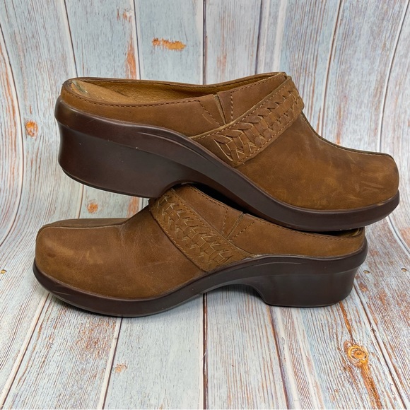 Ariat | Shoes | Ariat Tan Brown Leather Clogs Braided Buckle Strap Slip ...